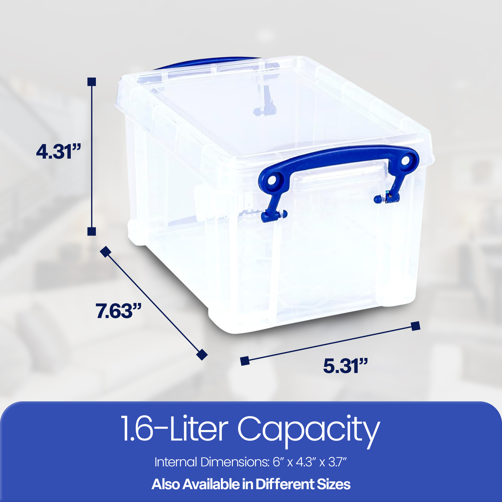 Really Useful Box 1.6L Storage Container w/Snap Lid & Clip Lock Handle ...