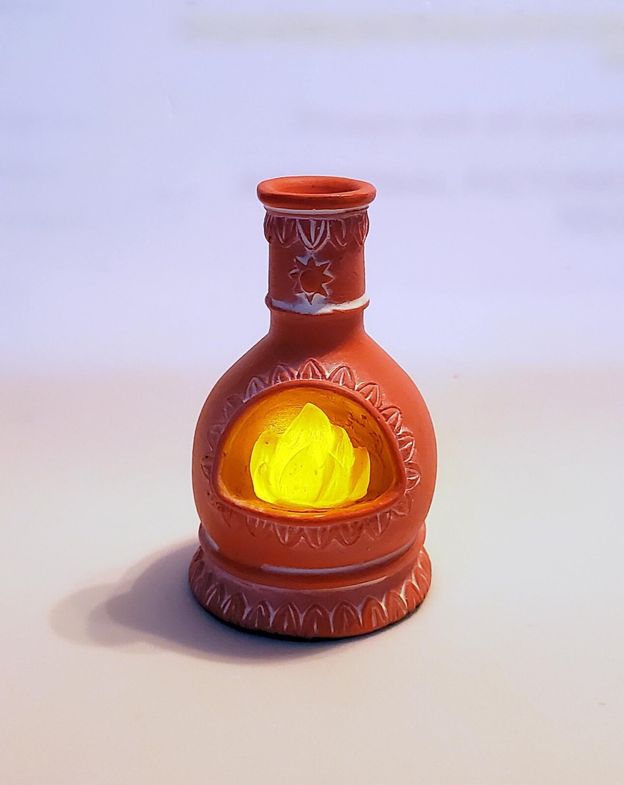 MINIATURE TERRACOTTA LOOK CHIMINEA w/ FIRE LED LITE for FAIRY GARDEN ...