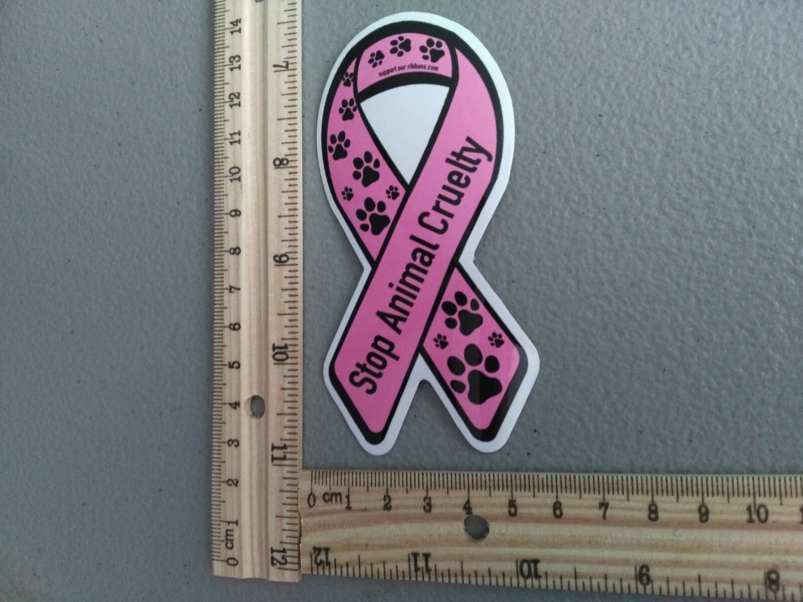 New Cute Pink Stop Animal Cruelty Ribbon Paw Vegan Pets Decal Sticker ...