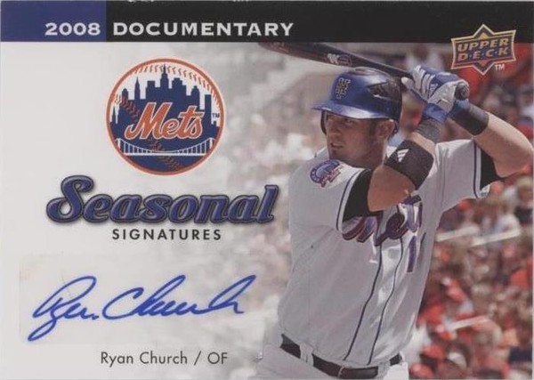 2008 Upper Deck Documentary - Seasonal Signatures #RC Ryan Church (AU ...
