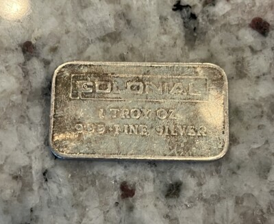 RARE Vintage Colonial 1 Oz .999 Silver Bar By Engelhard (1000 Mintage ...