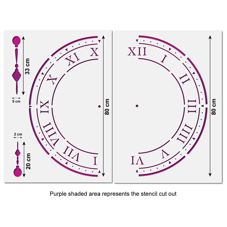 Roman Numeral Clock Stencil - Large Clock Face Wall Stencil | eBay UK