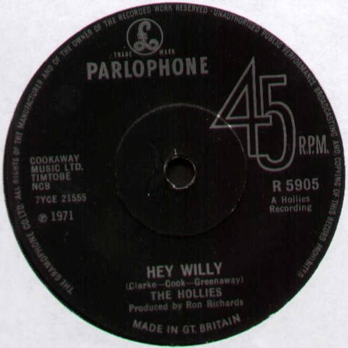 [COOK / GREENAWAY] HOLLIES~HEY WILLY / ROW THE BOAT TOGETHER~1971 UK ...