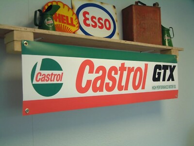 Castrol GTX Banner Motor Oil Workshop Garage Vintage Style Wall Display ...