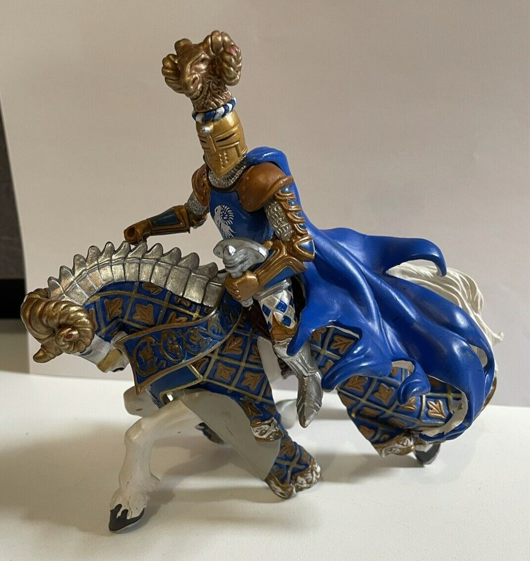 Papo Ram Master King Knight Blue gold Ram Horse Castle Fantasy Figures ...