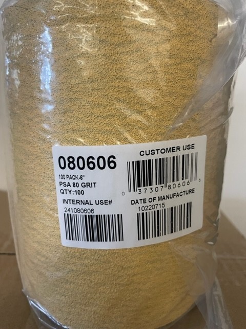 80 Grit 6 in PSA Sanding Disc Sticky Back Sandpaper 100 Roll Adhesive ...