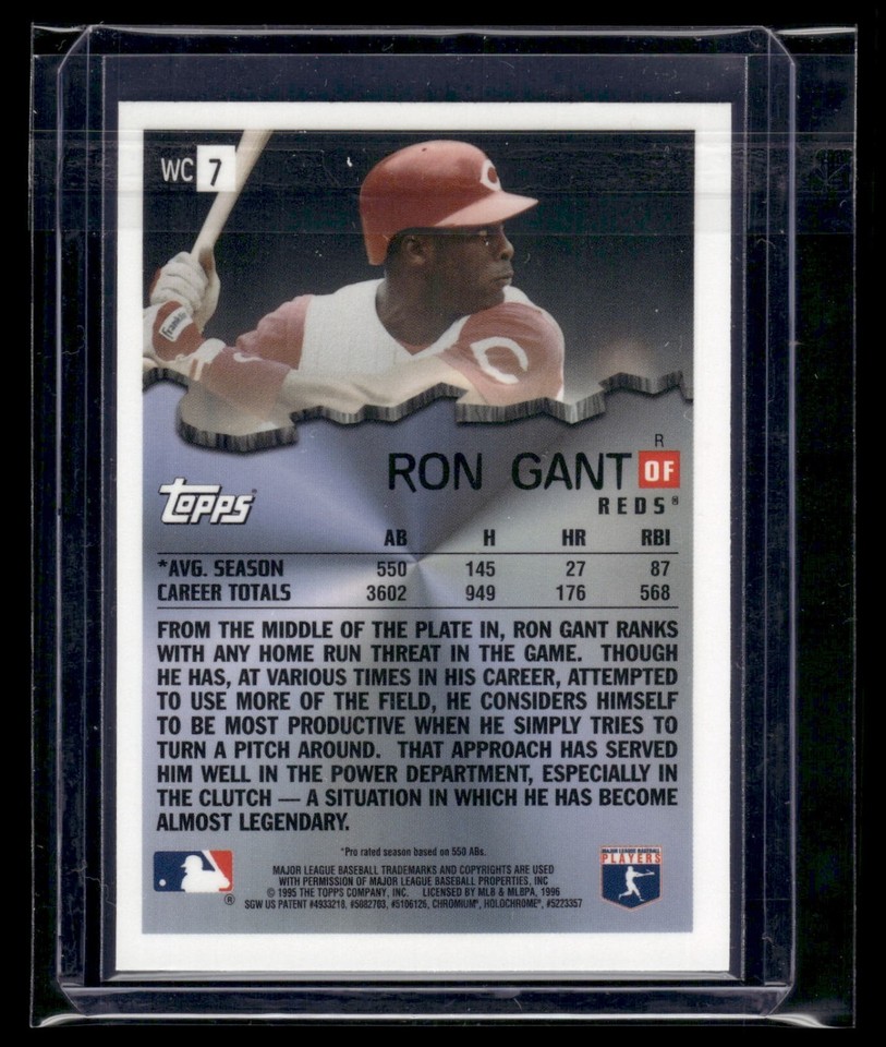 1996 Topps Chrome Wrecking Crew Refractor #7 Ron Gant Reds Corner Ding ...