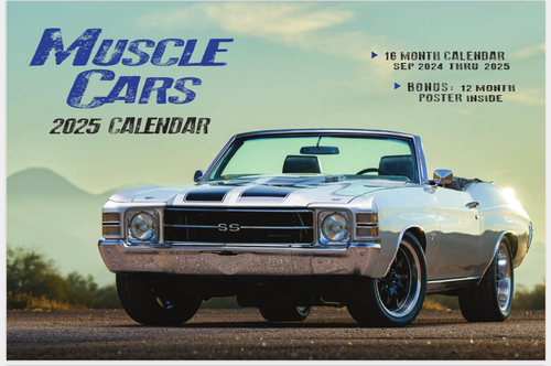 2025 MUSCLE CARS DELUXE WALL CALENDAR chevy ss ford mopar pontiac gm ...