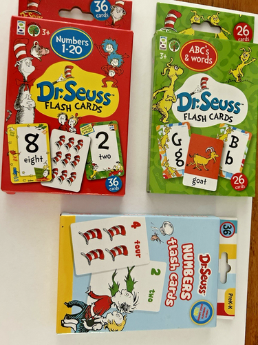 3 Dr. Seuss Learning Flash Cards: Numbers, ABS & words, and 1-20 ...