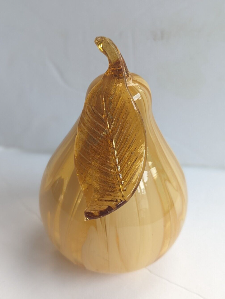 Vintage Murano Barovier Toso Gold And Cream Foil Glass Pear Paperweight ...
