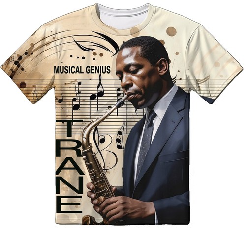 TRANE T-SHIRT, MILES DAVIS, DIZZY, ELLA, BILLIE HOLIDAY, JAZZ, CHARLIE ...