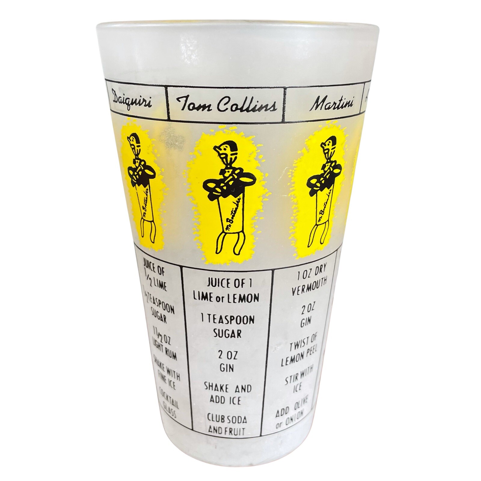 Mr. Bartender Federal Glass Cocktail Mixed Drink Recipe Frosted Shaker ...