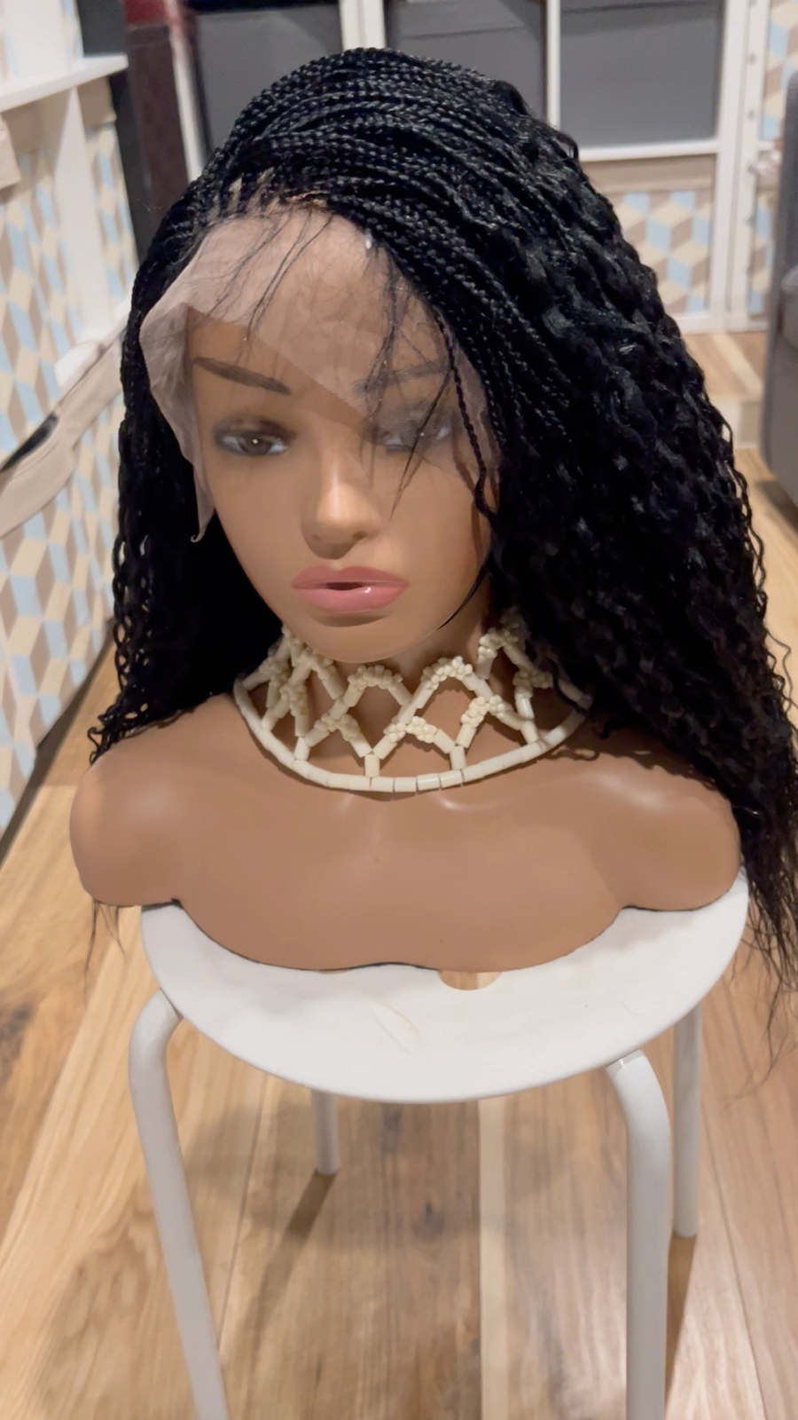 braided wig made on a full lace wig.length is 16inches.color black ...