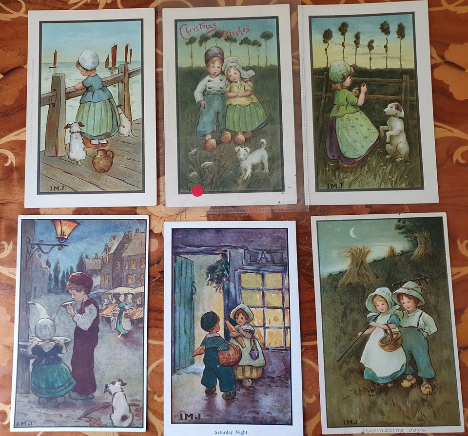 Lot of 11 Antique Artist Signed Postcards Dutch Children - Ivy ...