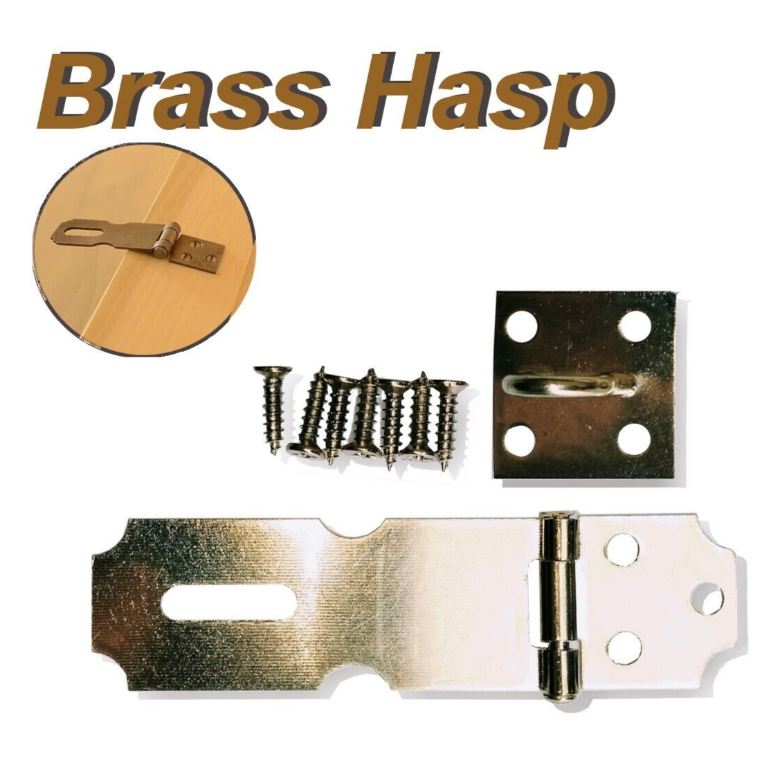 Set of 2.5" Brass Hasp Gate Door Latch Security Lock Hardware Brass ...
