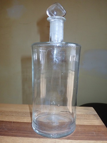 Antique Free Blown Flint Glass Apothecary Bottle w/ Ground Stopper ...