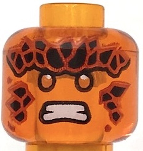 Lego New Minifigure Trans-Orange Minifigure Head Black Stones on ...
