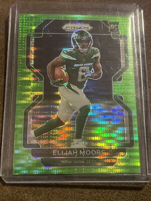 2021 Panini Prizm Football Elijah Moore RC Neon Green Pulsar Prizm ...