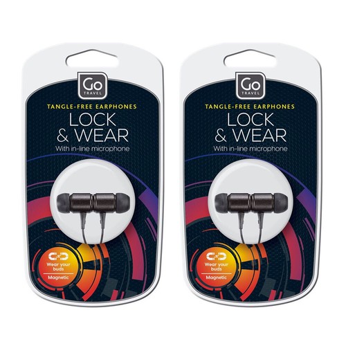 2PK Go Travel Lock & Wear Wired Magnetic In-Ear Earphones 3.5mm w/ In ...