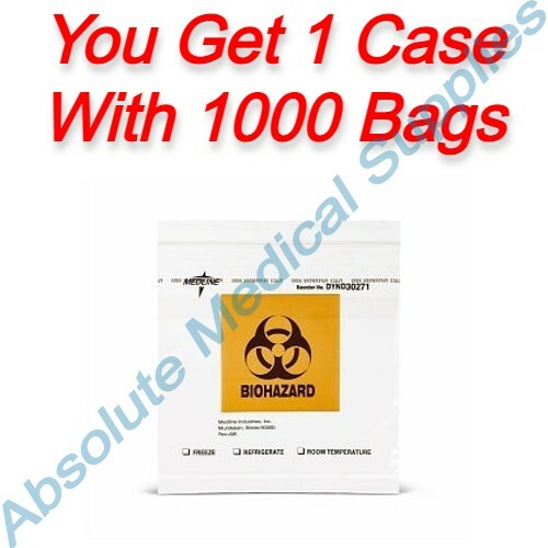 *1 000-Bags* Medline Biohazard Zip Lock Style 8" x 8" Document Pouch ...