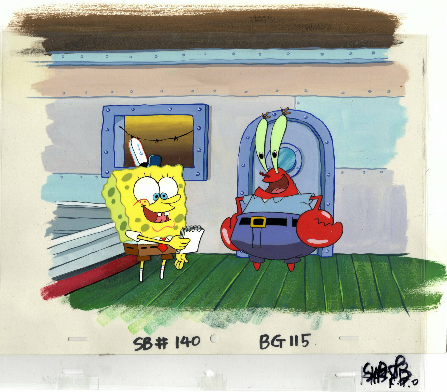 RARE ORIGINAL SPONGEBOB PILOT HELP WANTED CEL SETUP WITH HAND PAINTED ...