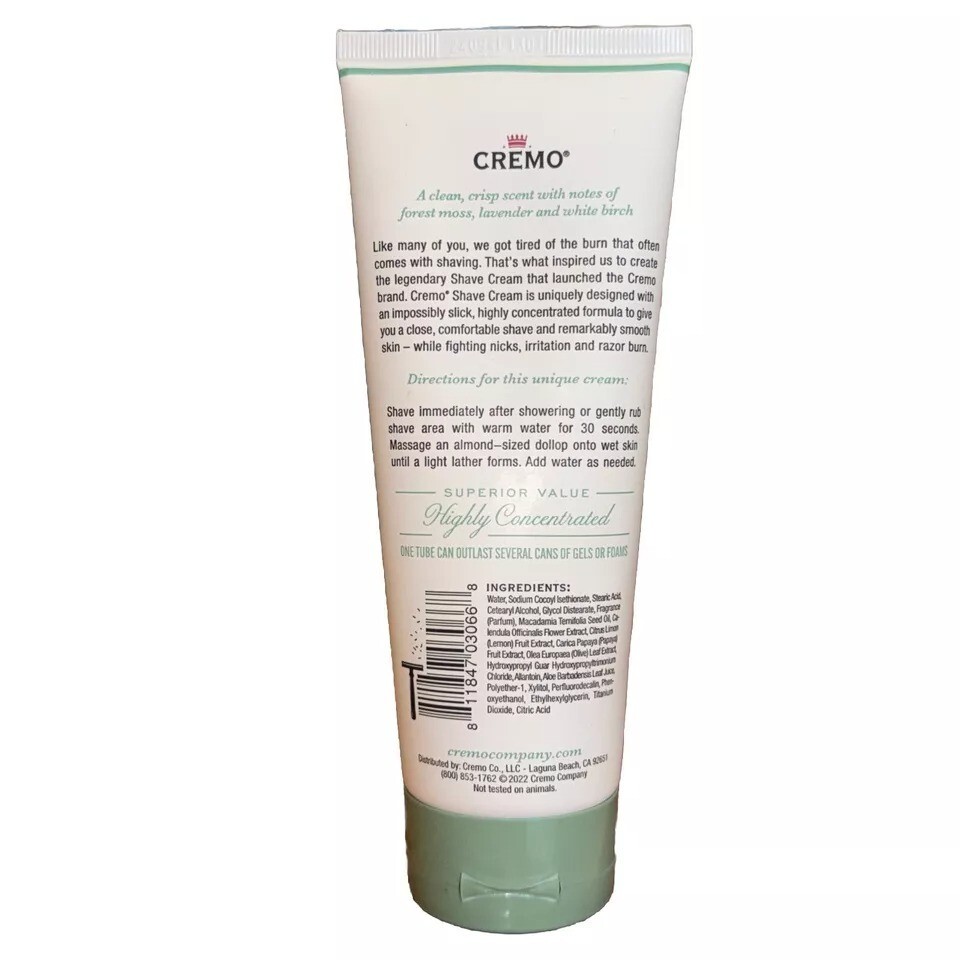 Cremo Shave Cream 6oz Silver Water and Birch SEALED 90 Day Supply | eBay