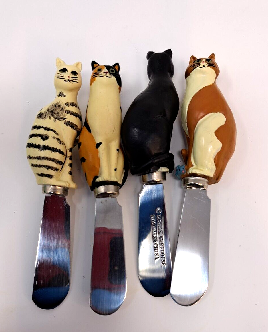 Cat Dip Spreaders Set of 4 Warren Kimble artist Boston Warehouse ...