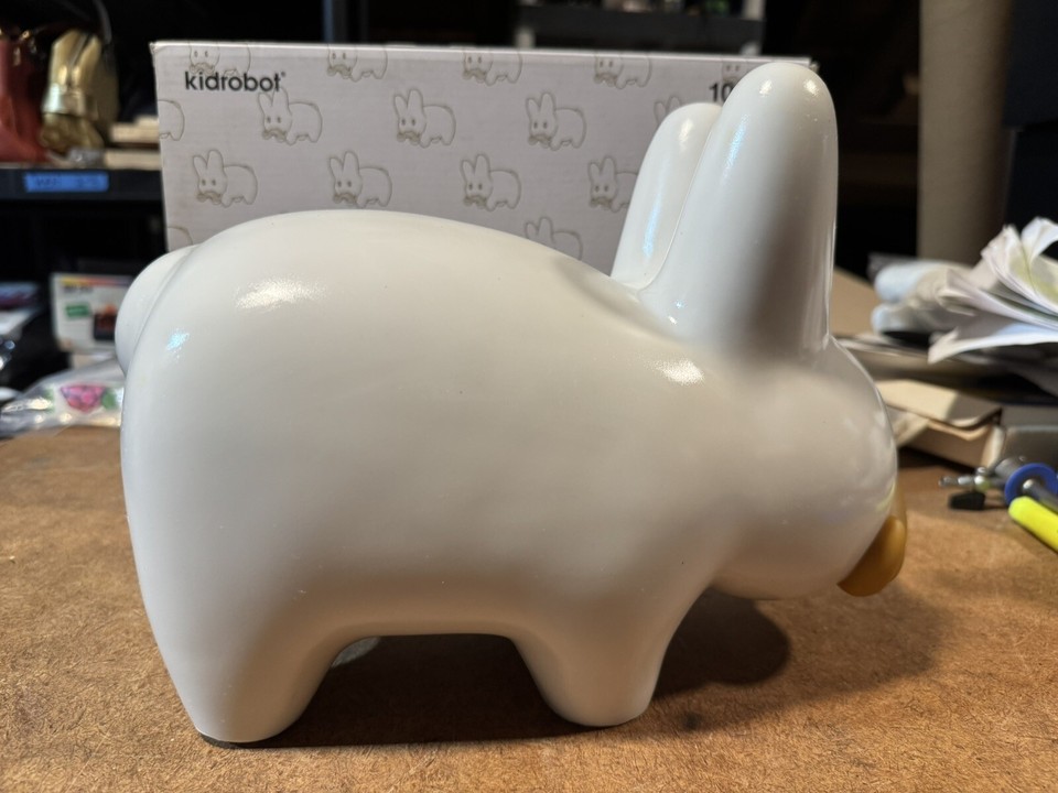 Kidrobot Stache Labbit 10" White Vinyl Figure by Frank Kozik w/ Box ...