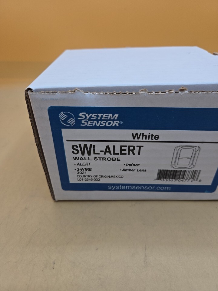 System Sensor SWL-ALERT Wall Strobe White Amber Lens Indoor 2 Wire New ...