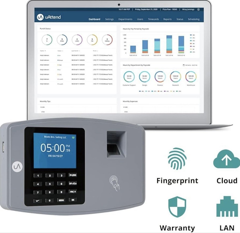 BN6000 Biometric Time Clock: Cloud-Based Attendance System for Small ...