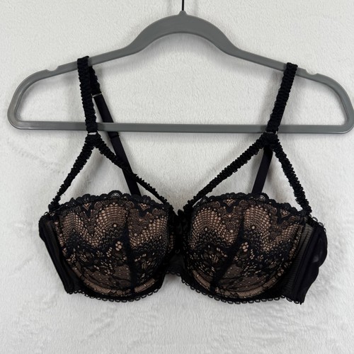 Adore Me 36D Black Lace Push Up Bra Double Strap Sexy Lingerie | eBay