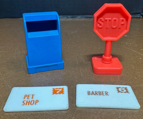 Fisher Price Main Street Mailbox Pc #7 Pet Shop #6 Barber Stop sign ...