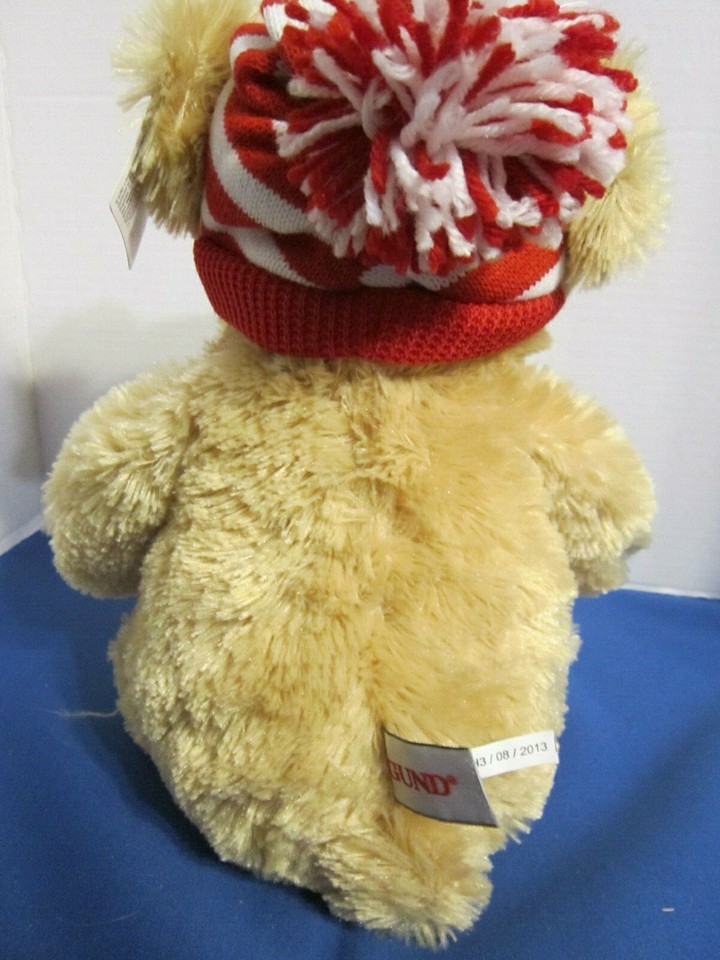 Gund Plush Christmas Teddy Bear Red White Stocking Cap Hat Christmas ...