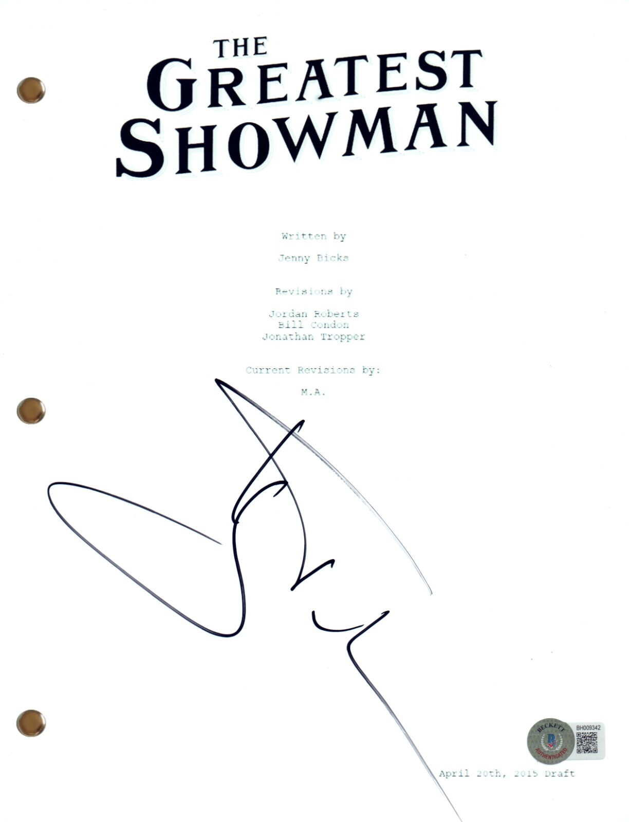 Hugh Jackman Signed The Greatest Showman Full Movie Script Autograph ...