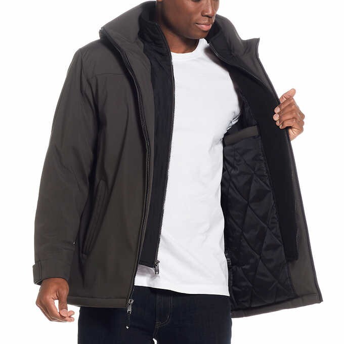 Weatherproof Men's Ultra Tech Men's Jacket Removable Hood Olive Brown ...