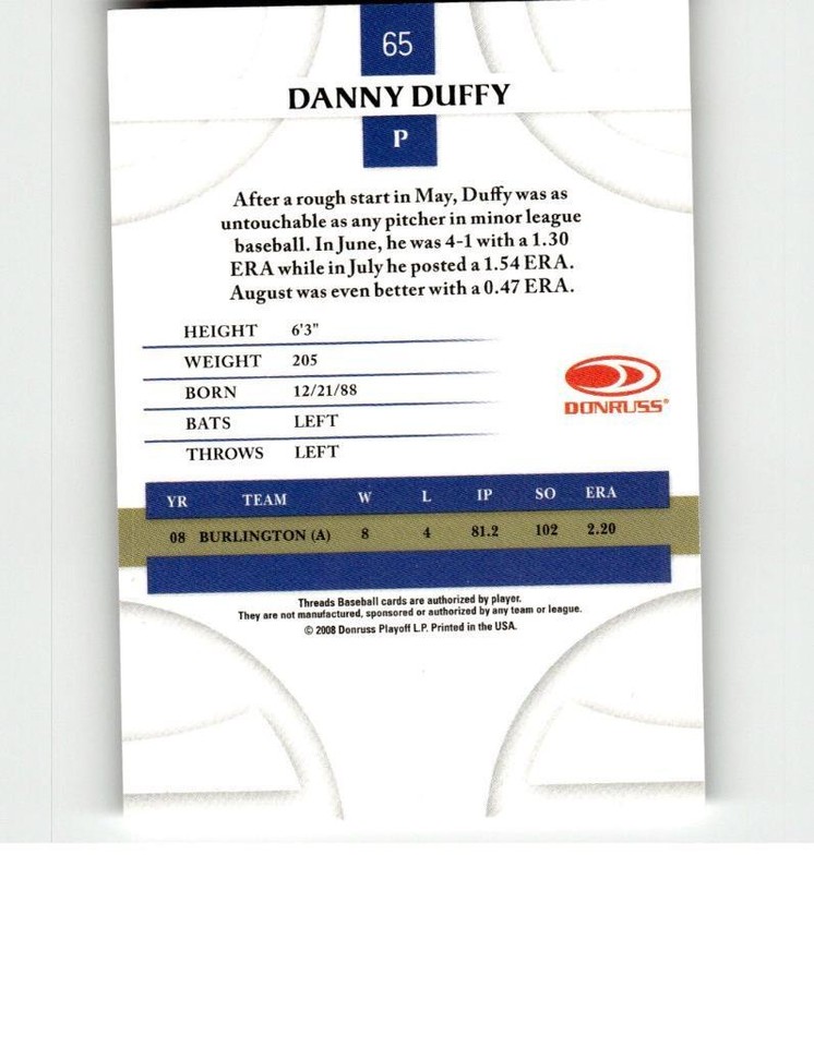DANNY DUFFY CARD #65 BFU14R3S5P82 FREE SHIPPING | eBay