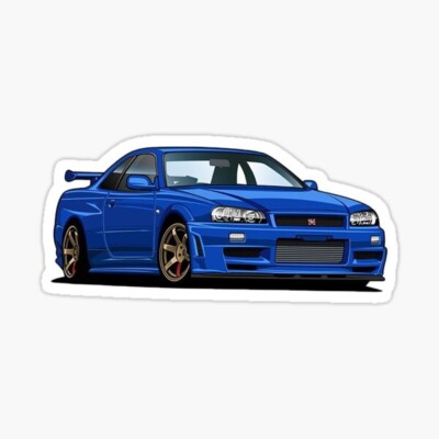 Blue Race Car Cars Enthusiast GTR Vehicle Vinyl Sticker Laptop Phone ...