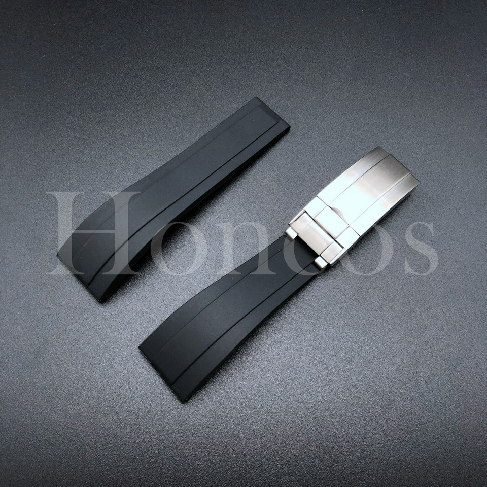 20 21 22MM Replacement Rubber Strap Deployment Clasp Fits Rolex ...