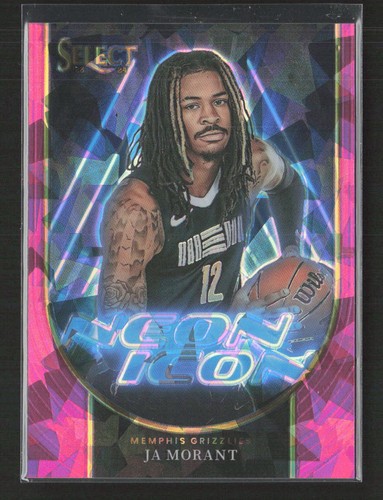 2023-24 Panini Select #24 Ja Morant Neon Icon Pink Cracked Ice Prizms ...