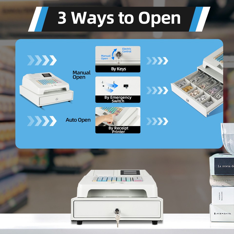 Electronic Cash Register POS Casher 8 Digital LED 48 Keys with Drawer ...