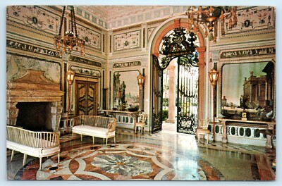 POSTCARD Vizcaya Miami Florida James Dearing Tea Room Neapolitan Murals ...