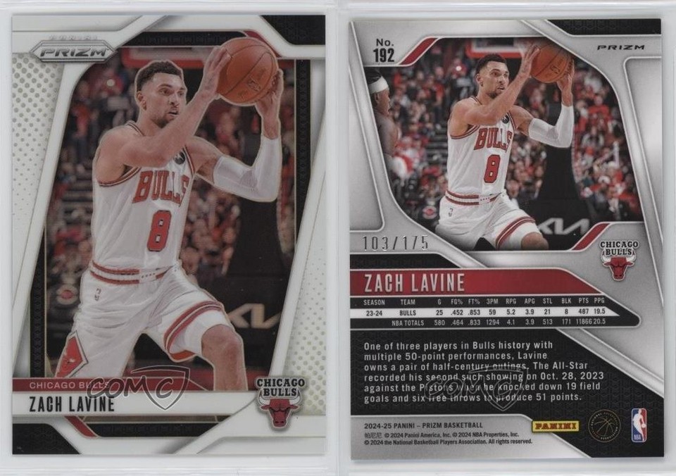 2024-25 Panini Prizm White Prizm 103/175 Zach LaVine #192 oe2 | eBay