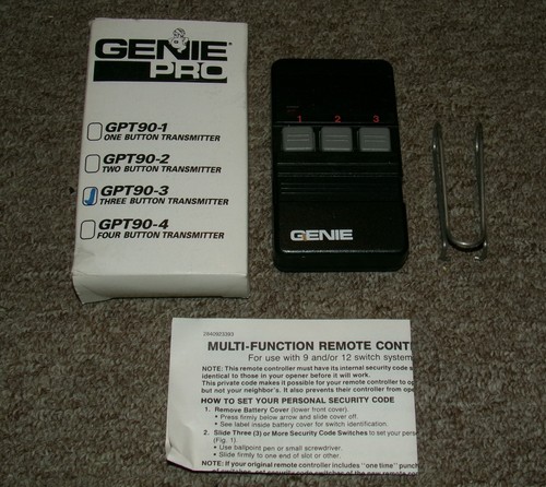 Vintage Genie Pro GPT90-3 Button Transmitter Remote Garage Door Opener ...