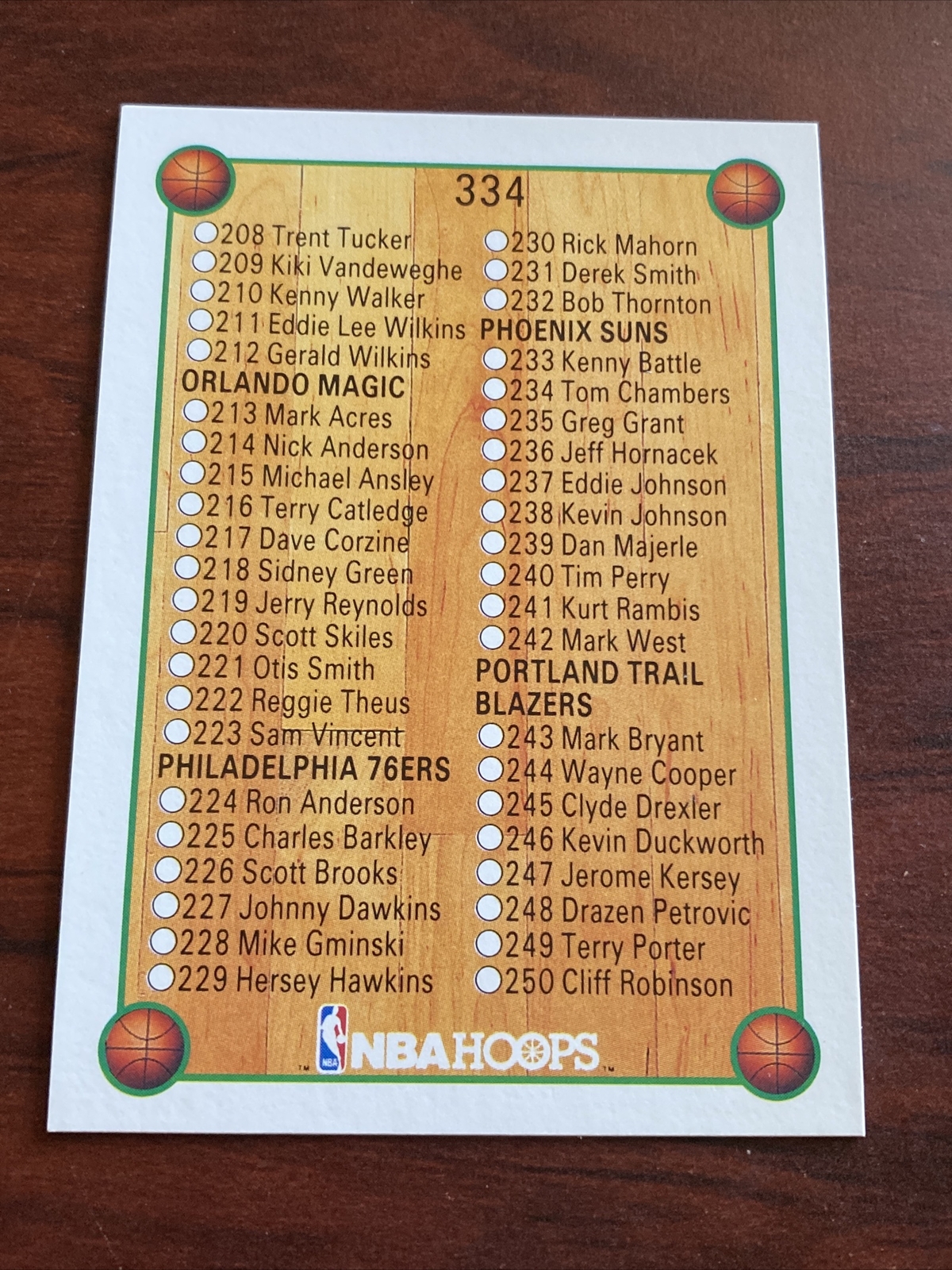 1990-91 NBA Hoops Checklist #334 B6016 | eBay