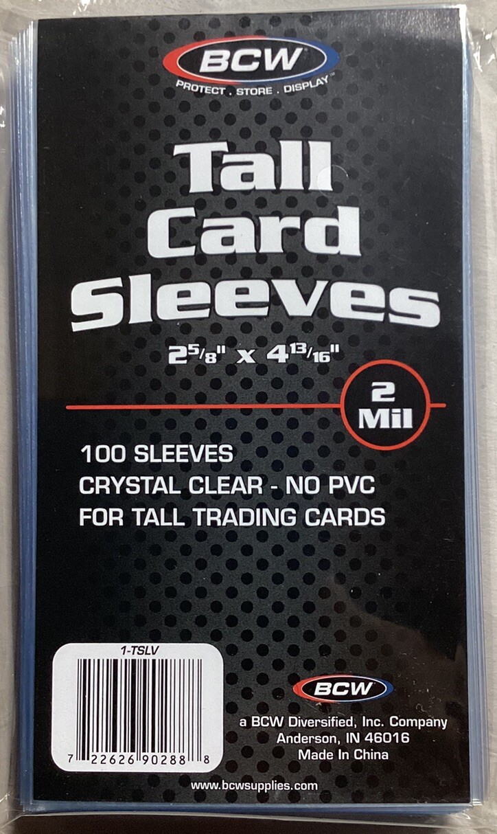 BCW Tall Card Sleeves 1 Pack of 100 for Standard Cards With Tracking ...