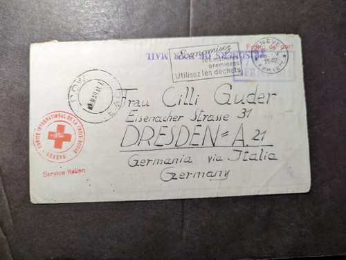 1942 British KUT Folded Internment Camp Cover Kenya to Dresden A21 ...