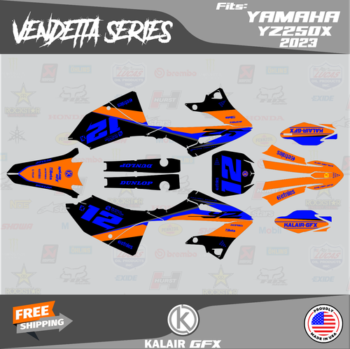 Graphics Decal Kit for YAMAHA 2-stroke YZ250X (2023-2025) Vendetta ...