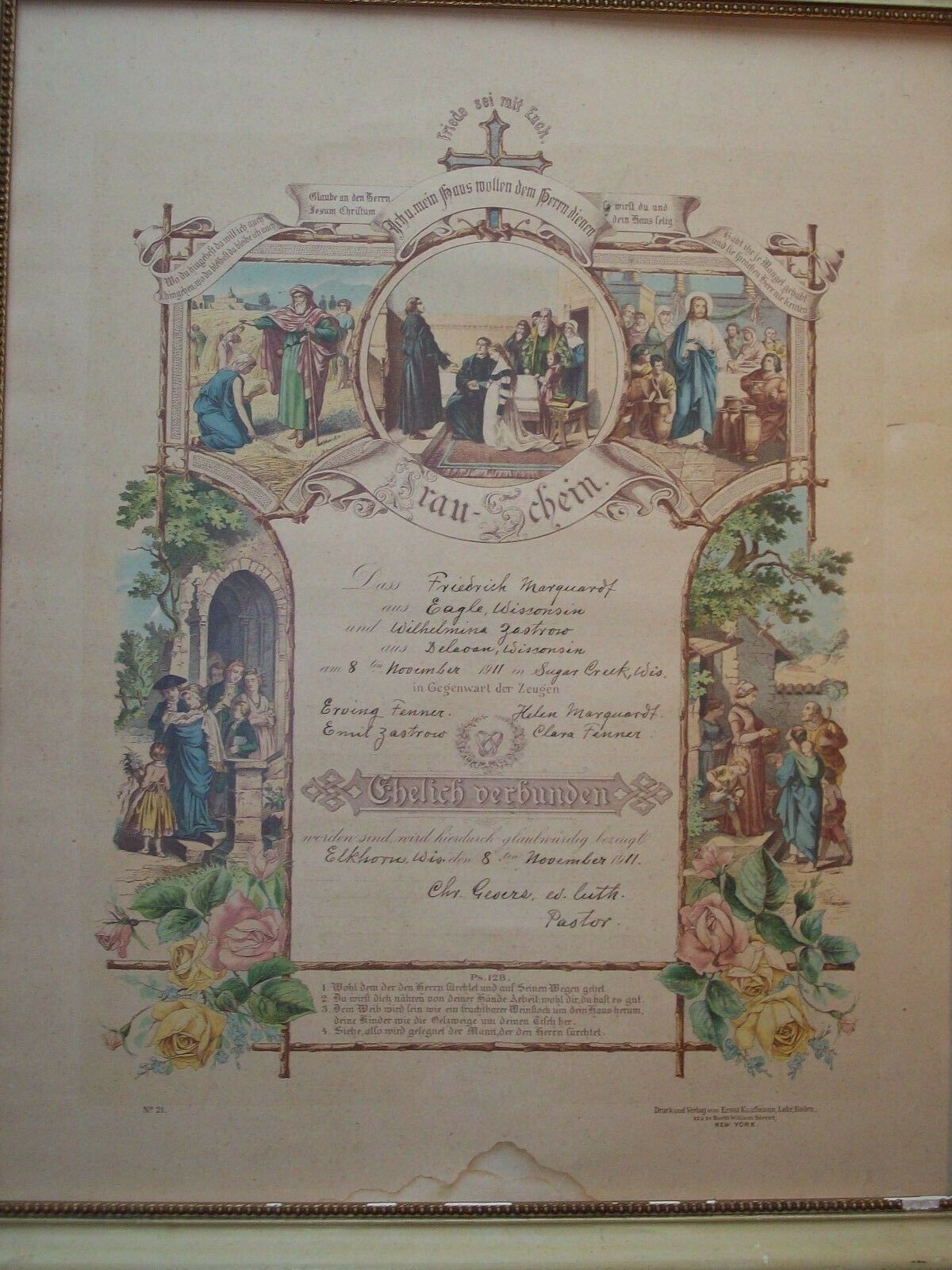 Antique Litho Large Trauschein/German Marriage Certificate 1911 ...