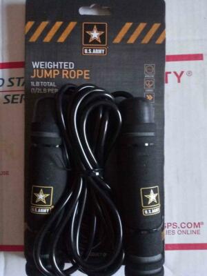 NEW U.S. ARMY 9 FOOT 1 POUND WEIGHTED JUMP ROPE BLACK FOAM HANDLE ...