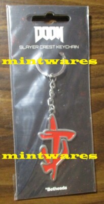 DOOM Eternal Mark of the Slayer Crest Symbol Red Keychain Official Sold ...